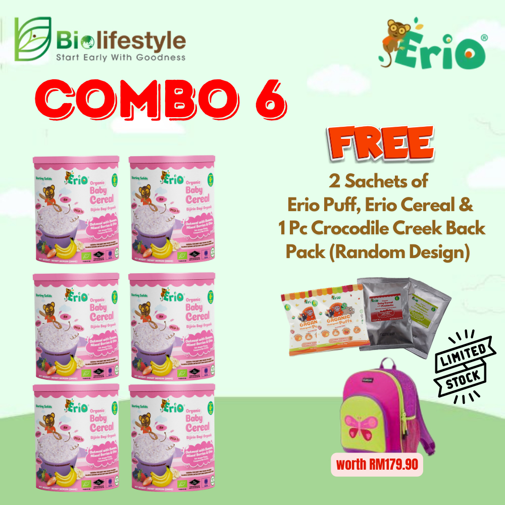 (Combo Pack Of 6) Erio Organic Baby Cereal Oatmeal with Banana Mixed ...